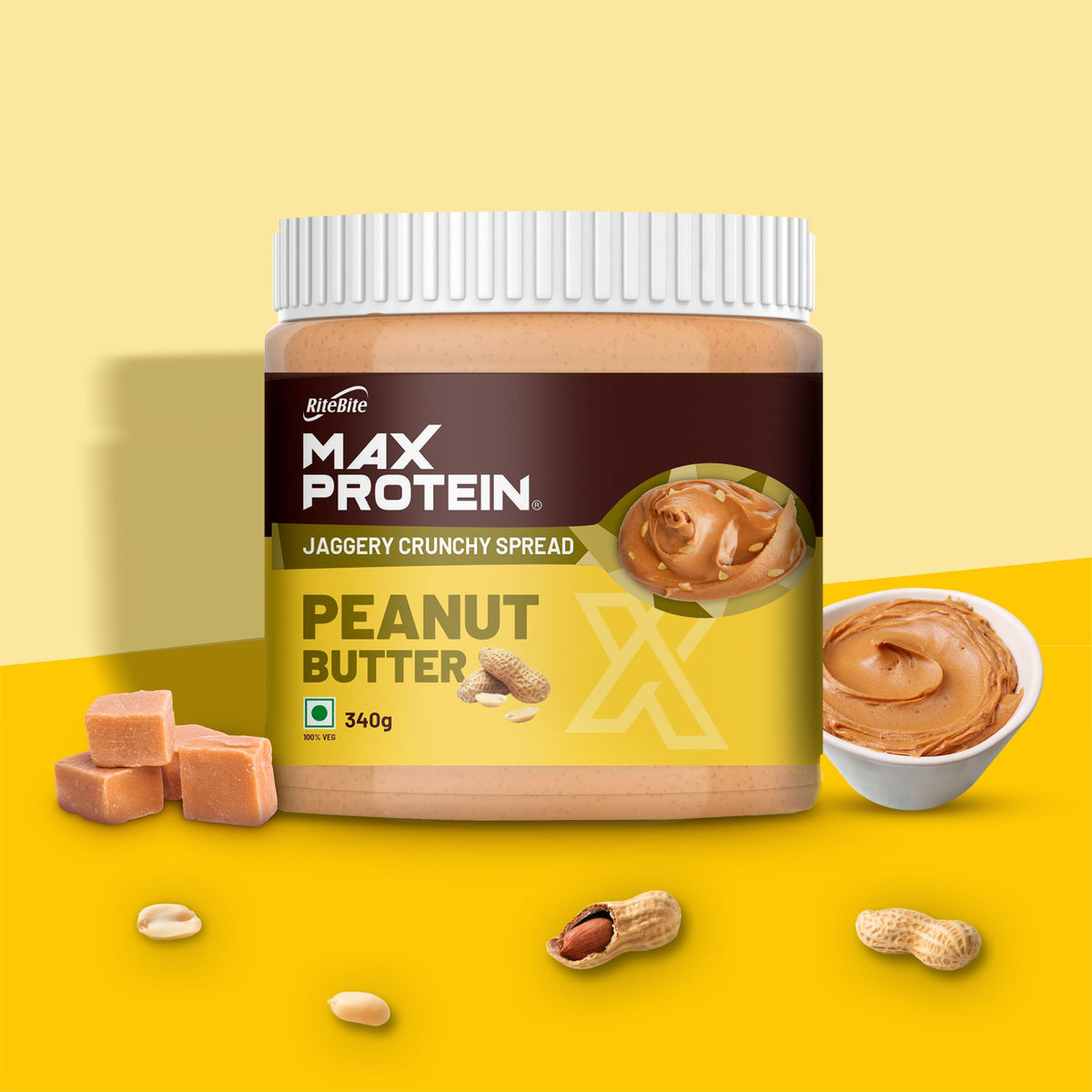 Max Protein Jaggery Crunchy Spread – RiteBite Max Protein