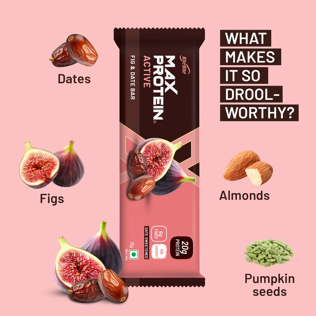 Max Protein Bar - Active Fig & Date Bar – RiteBite Max Protein