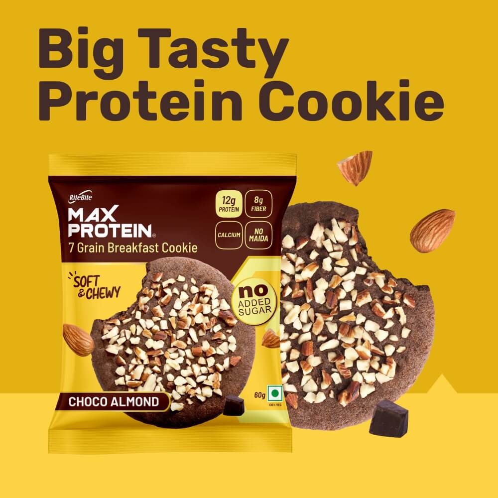 Max Protein Cookies Choco Almond (Pack of 12) 720g | Zero Added Sugar ...